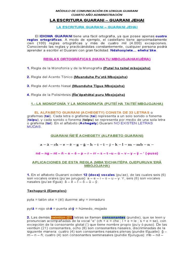 Reglas de Acentuación en Guaraní | PDF | Voz humana | Familias de idiomas