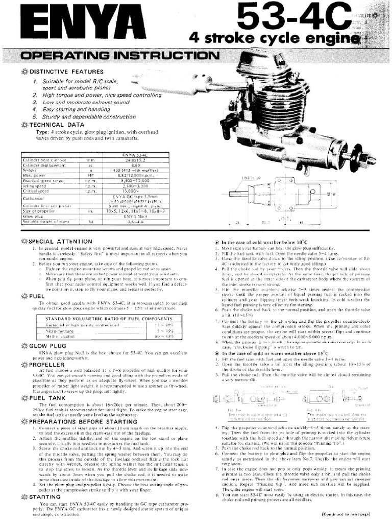 Enya 53 4C TN Instruction Manual | PDF