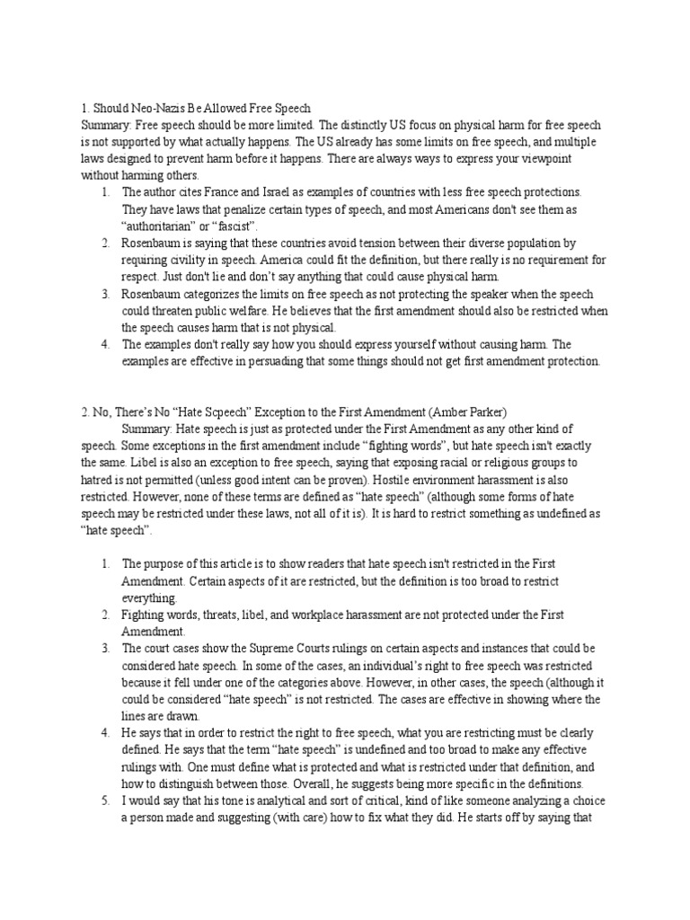 Limits of Free Speech Viewpoints | PDF | Freedom Of Speech | First ...