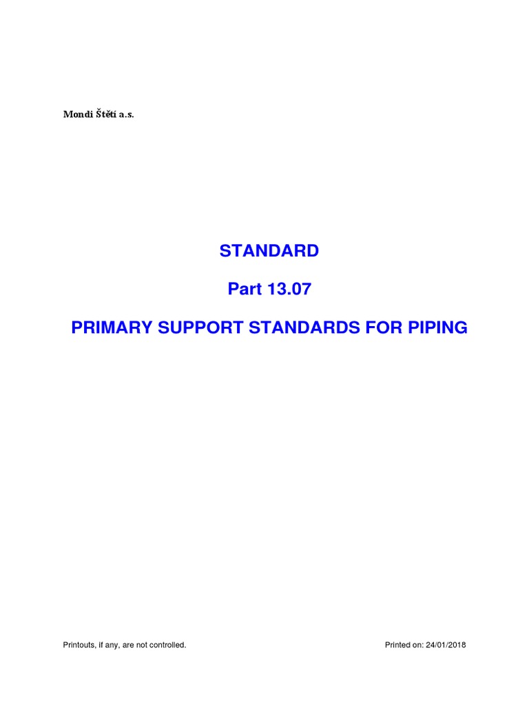 ST - 13.07 Primary Support Standards For Piping | PDF | Pipe (Fluid ...