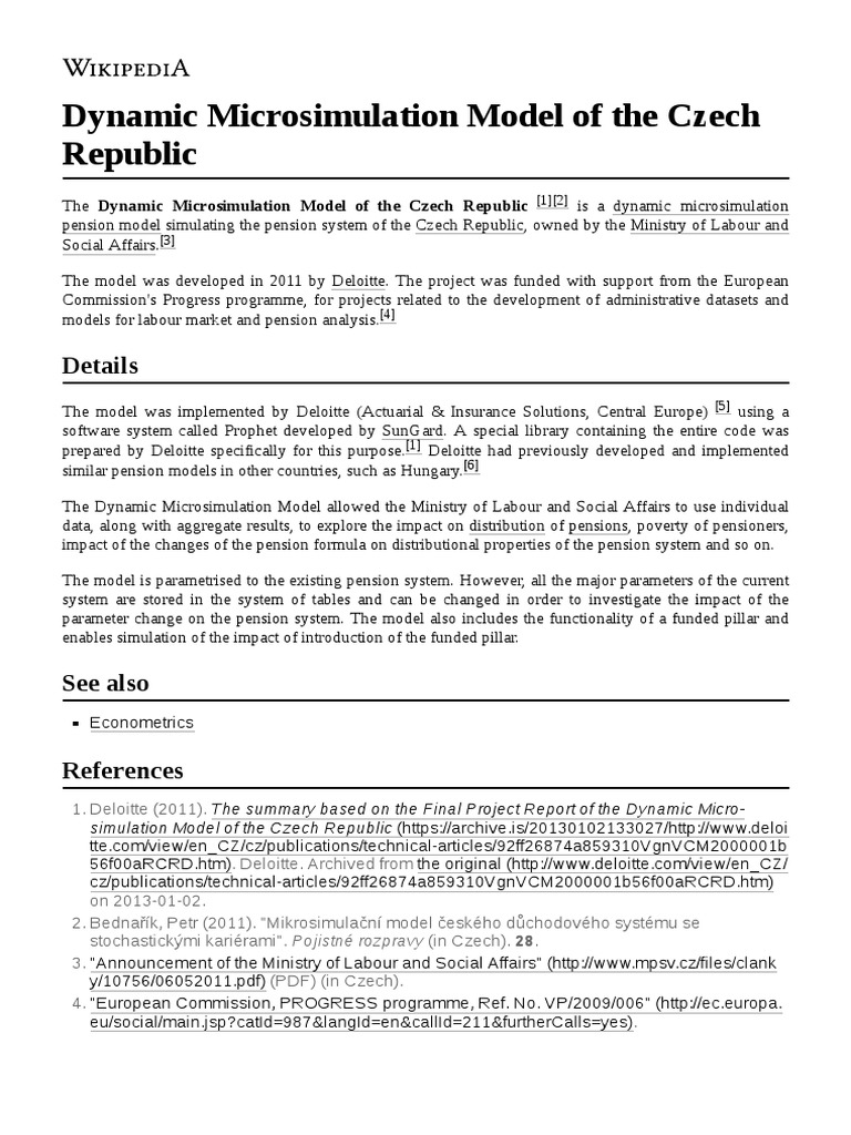 Dynamic Microsimulation Model of The Czech Republic: Details | PDF | Computing