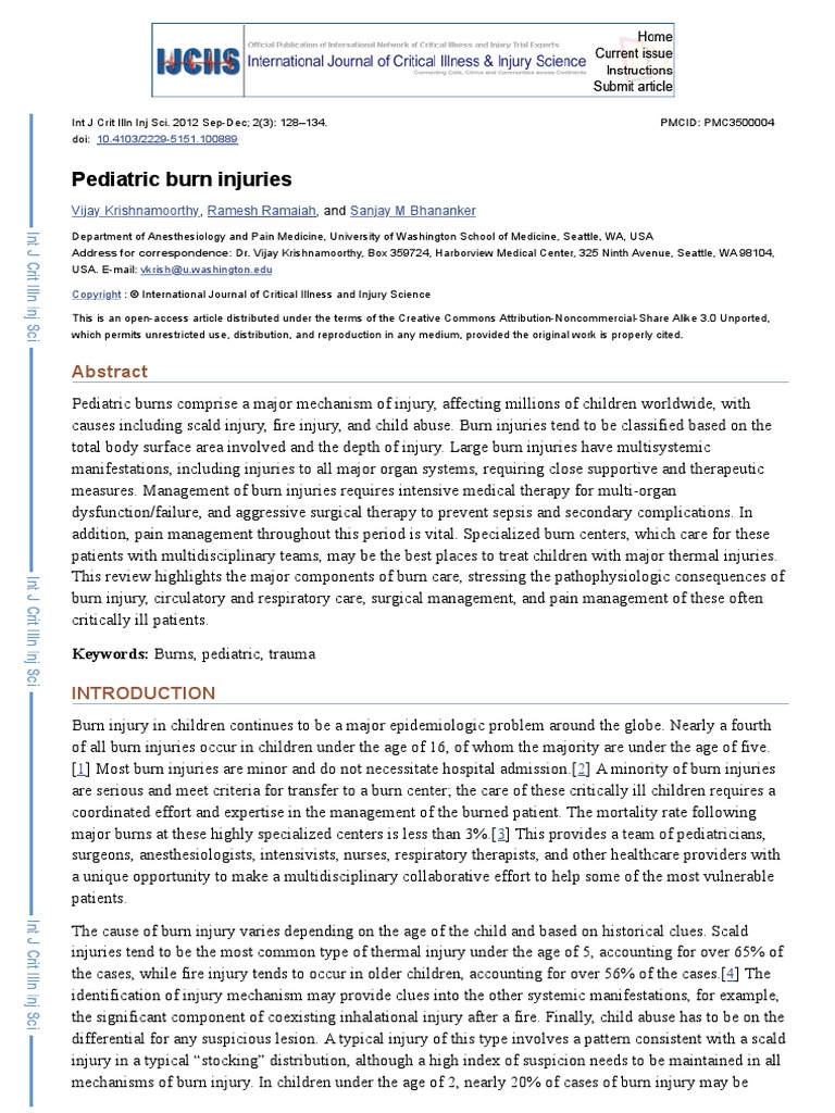 Pediatric Burn Injuries | PDF | Burn | Pain