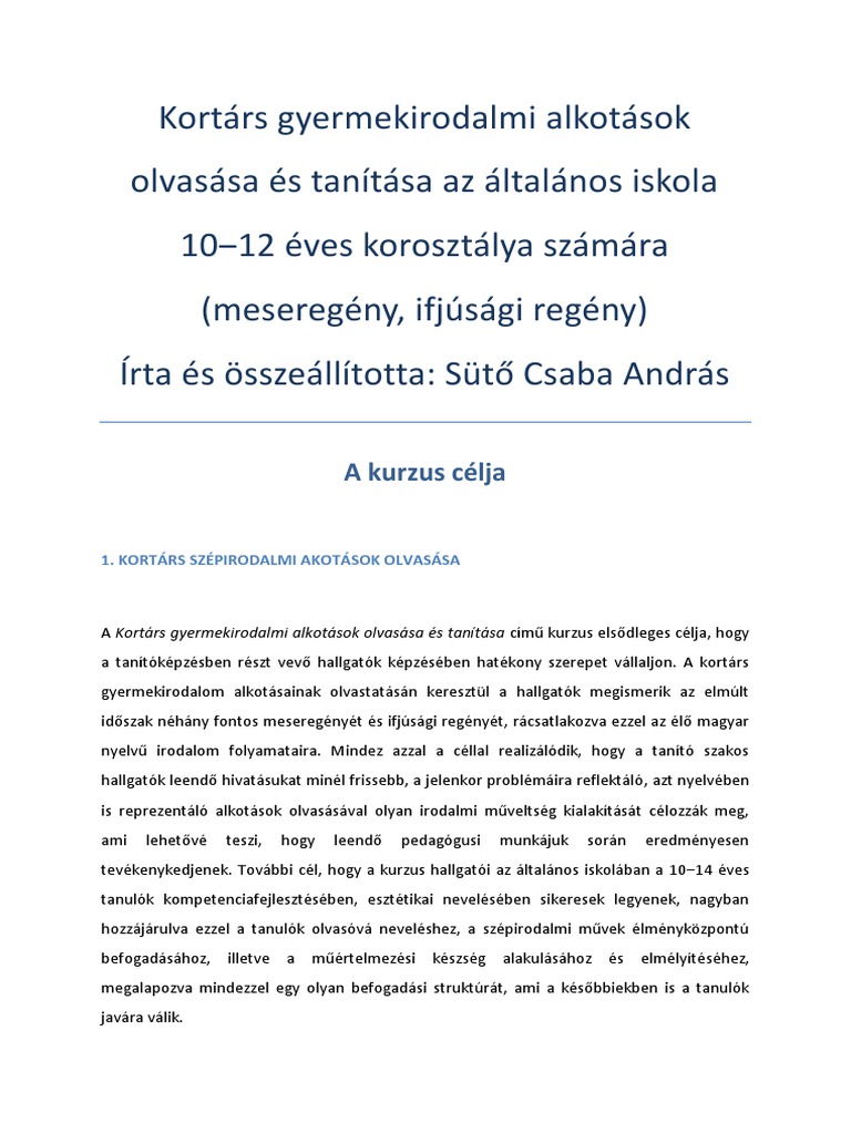Sutocsaba - Kortars - Gyermekirodalmi | PDF