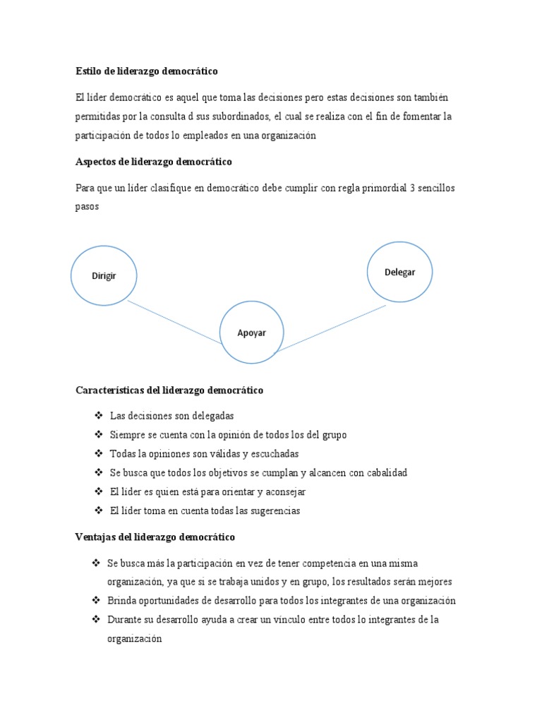 Estilo de Liderazgo Democrático | PDF | Liderazgo