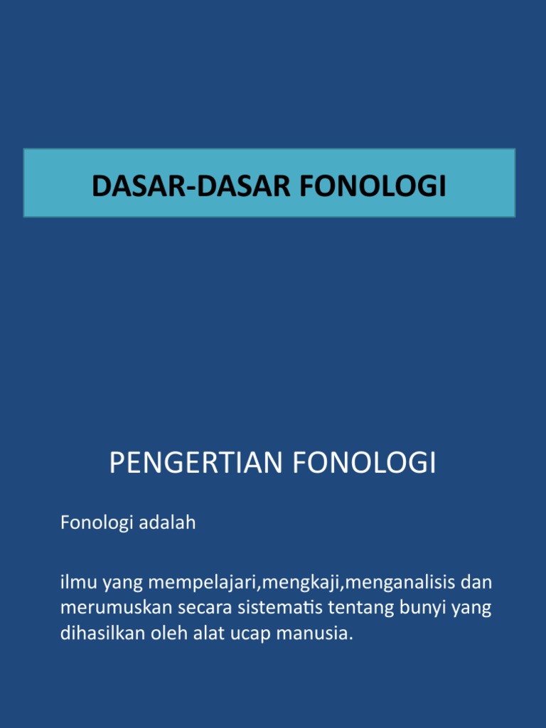 Dasar-Dasar Fonologi | PDF
