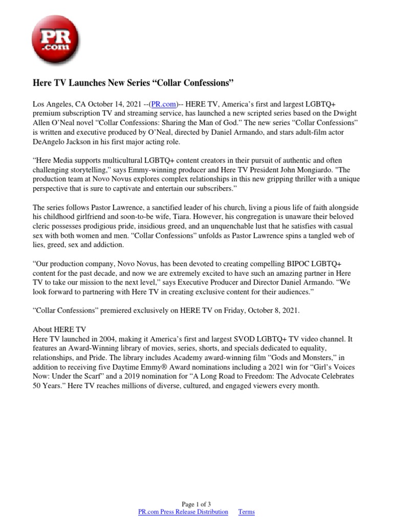 Here TV Launches New Series "Collar Confessions" | PDF | Mass Media ...