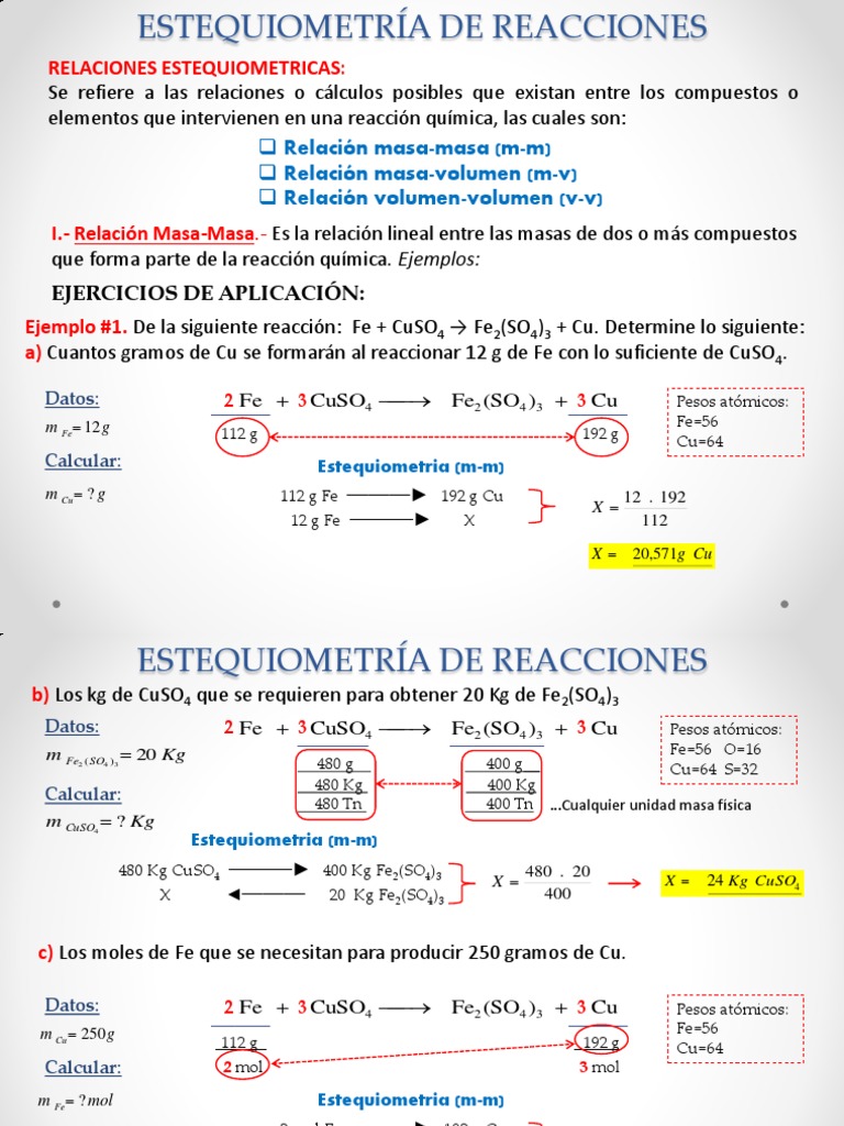 Relacion Estequio M-M | PDF | Estequiometría | Ácido clorhídrico