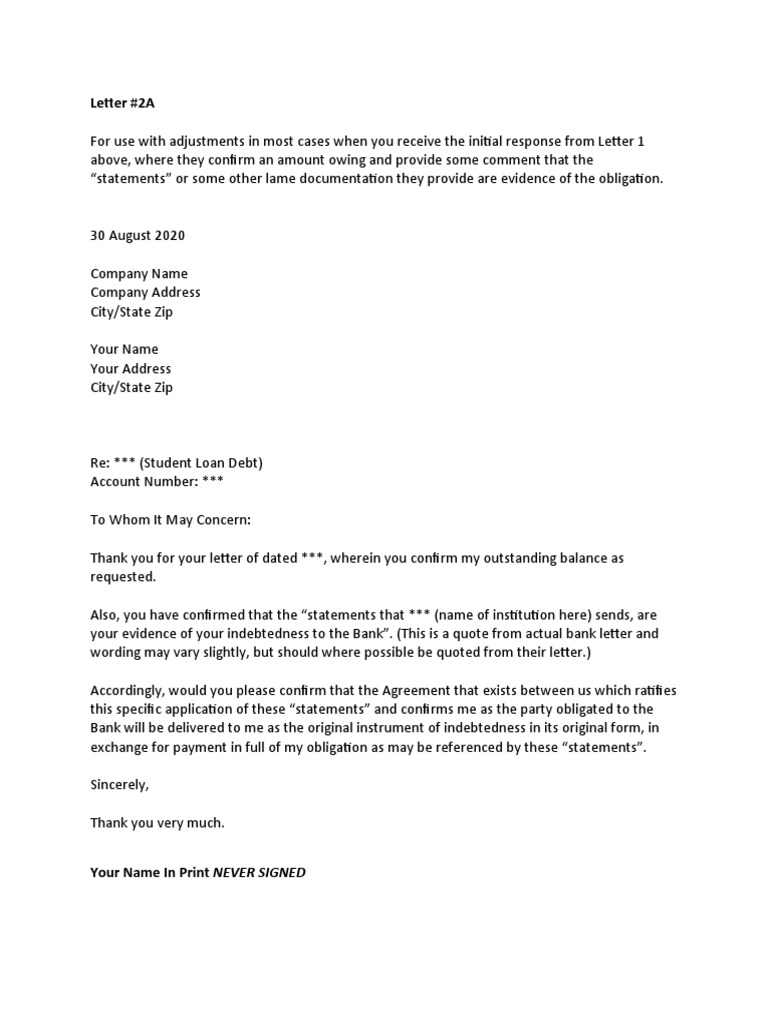 Student Loan Letter 2A | PDF