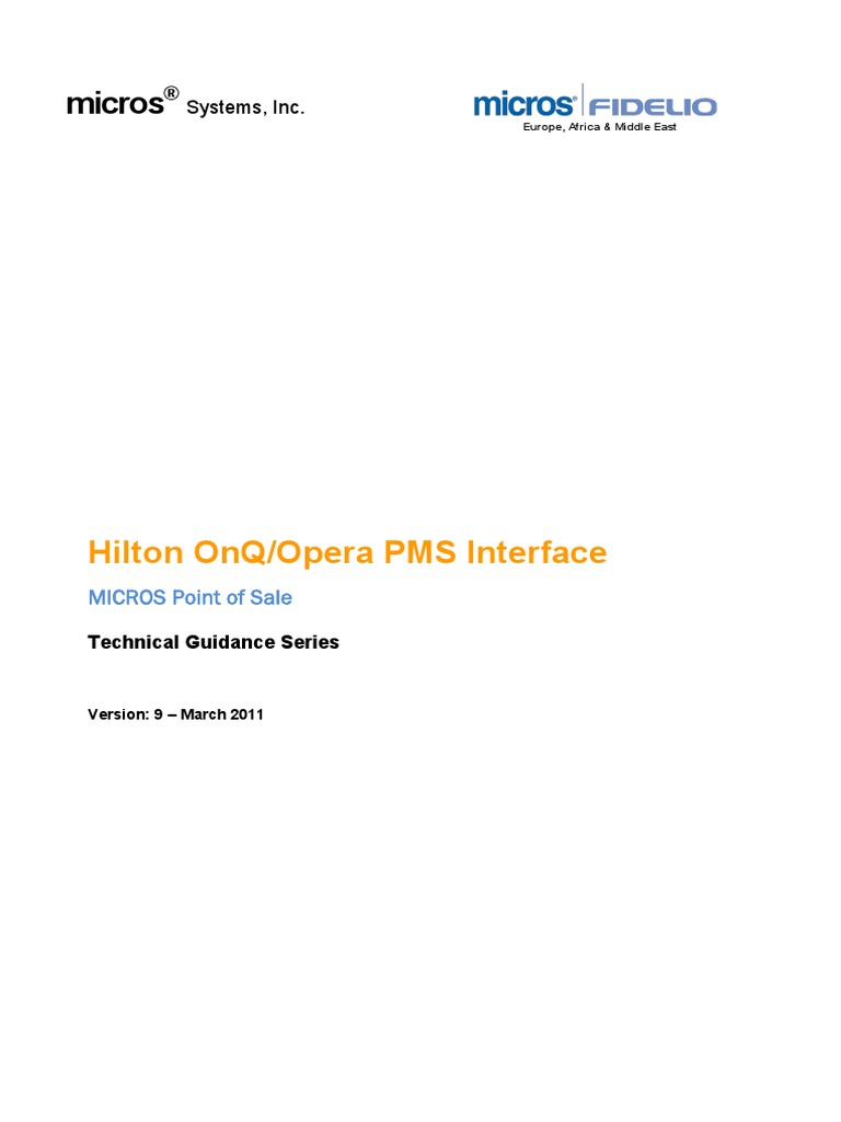 Micros: Hilton Onq/Opera Pms Interface | PDF | Payment Card Industry ...