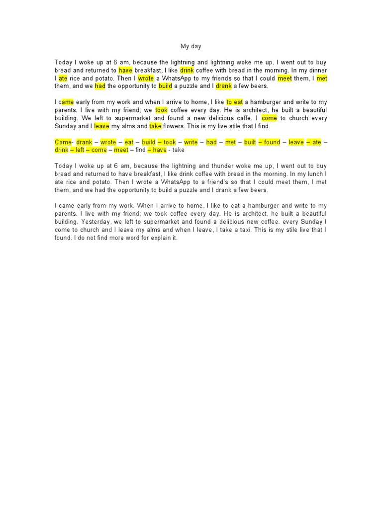My Day | PDF | Cooking, Food & Wine | Self-Improvement
