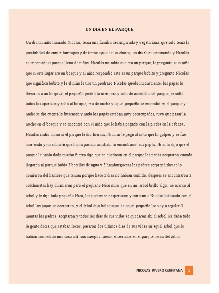 Un Dia en El Parque | PDF