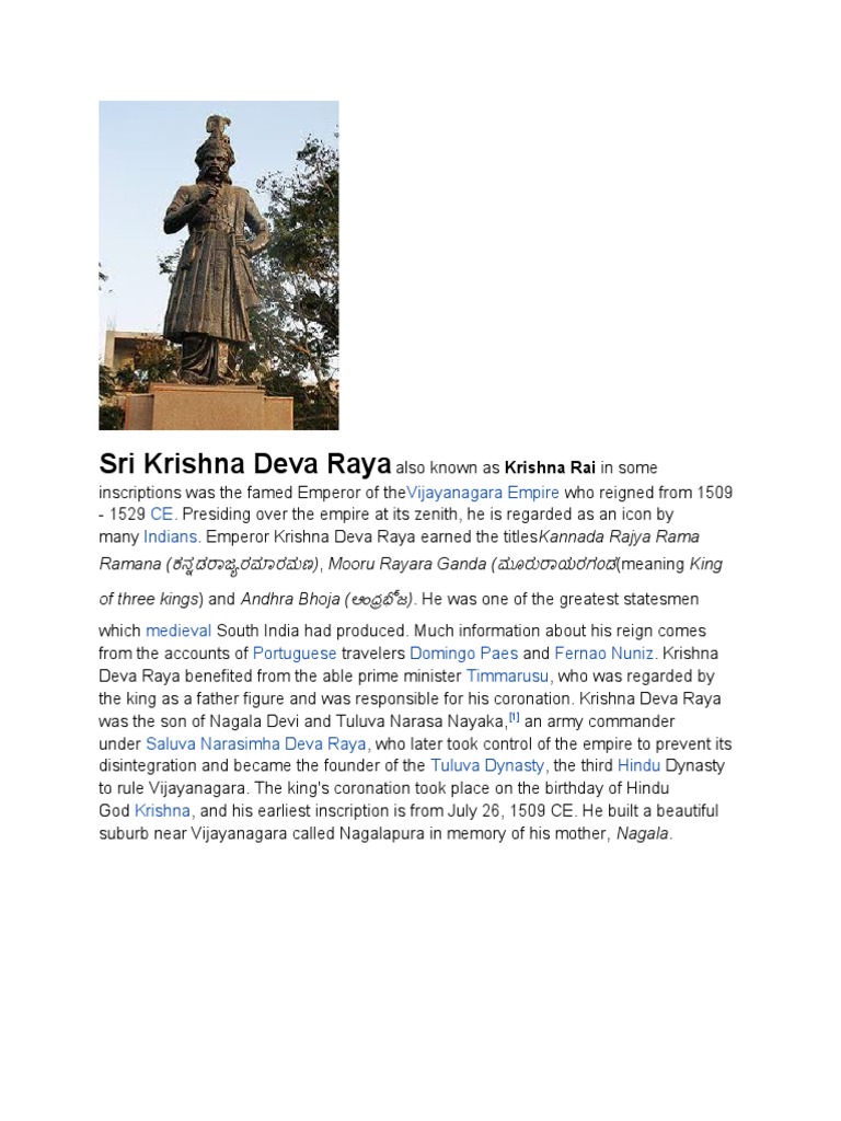 Sri Krishna Deva Raya | PDF | History