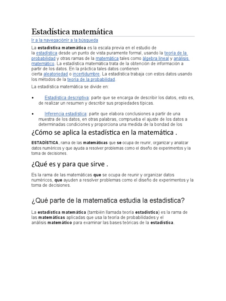 Estadística Matemática | PDF | Estadísticas | Enseñanza de matemática