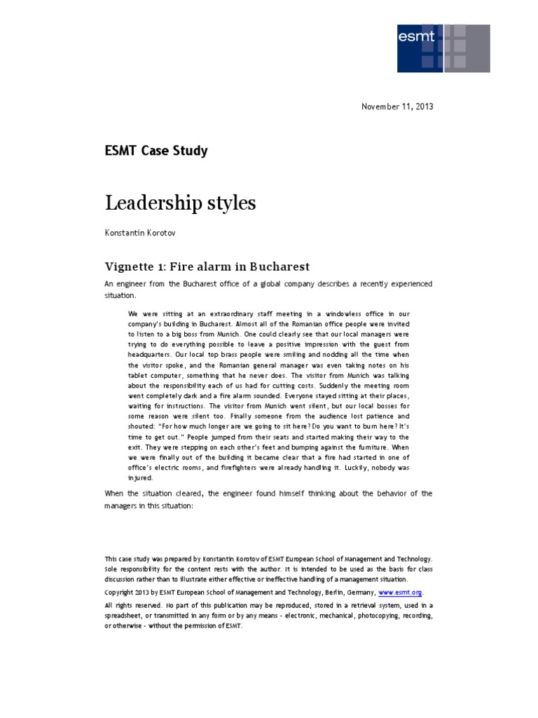 Leadership Styles: ESMT Case Study | PDF | Recruitment