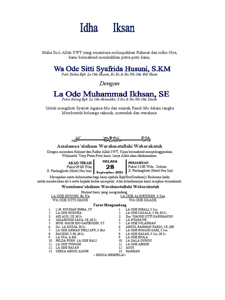 Isi Undangan Ida | PDF