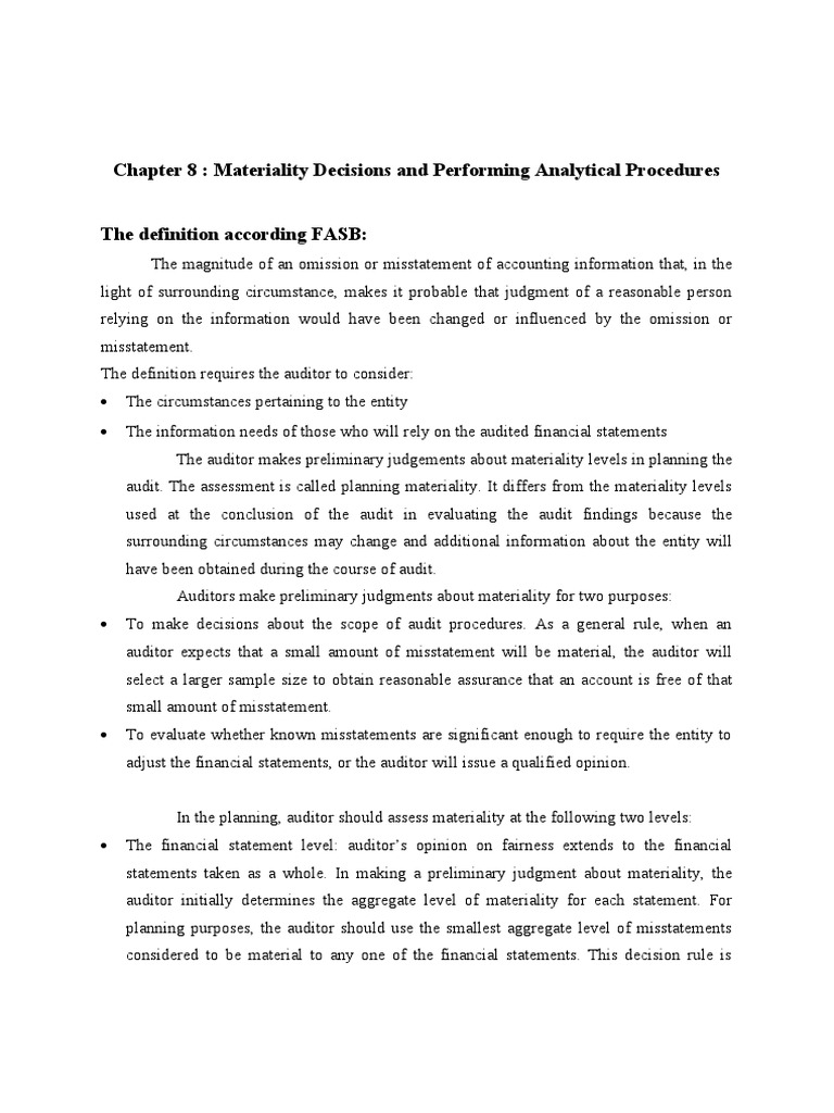 Chapter 8 Summary Task | PDF | Financial Audit | Audit