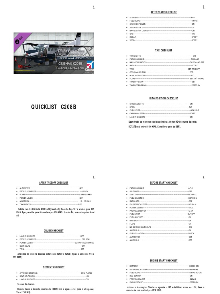 QUICKLIST C208B Encadernado | PDF | Flight | Aviation