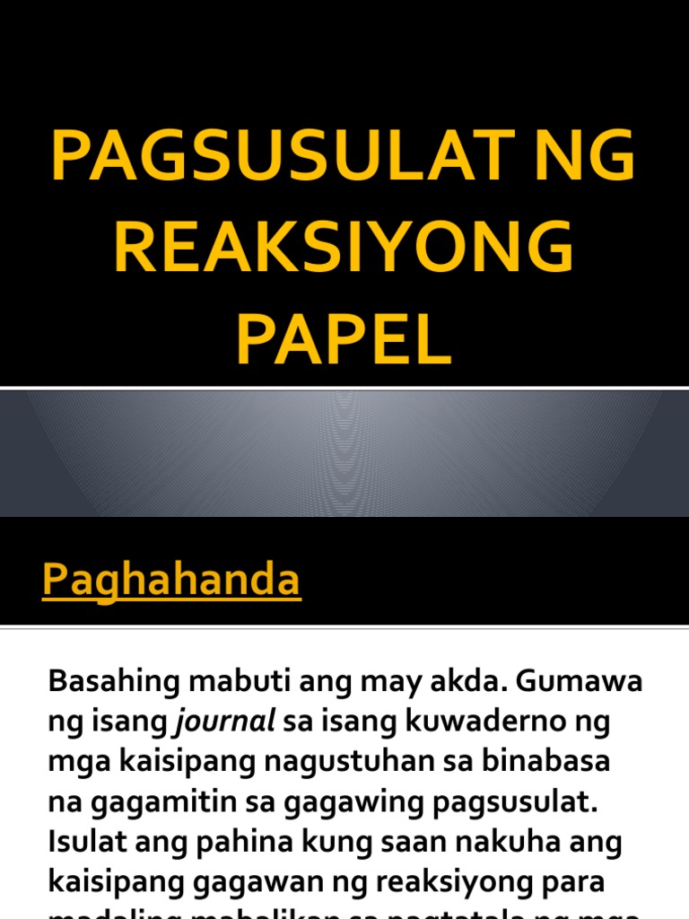 Pagsulat NG Reaksyong Papel | PDF