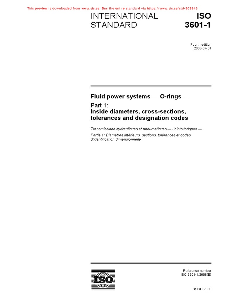 Iso 3601 1 2008 en FR PDF | PDF | Engineering Tolerance | International ...