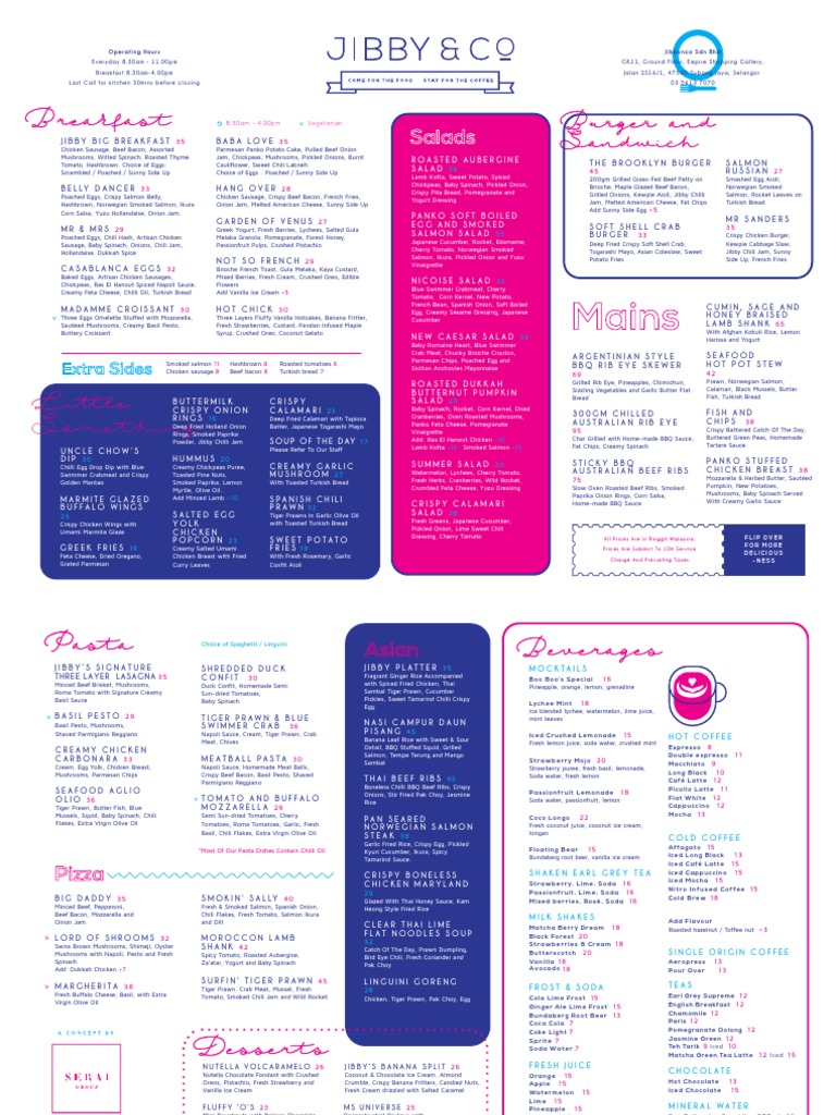 Jibbynco Sdn Bhd Menu: A Variety of Breakfast and Lunch Options ...
