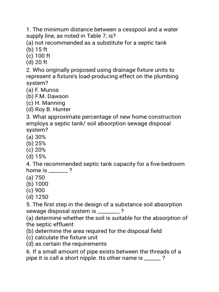 Master Plumber Elements Bank - 04 Questions | Download Free PDF | Plumbing | Materials