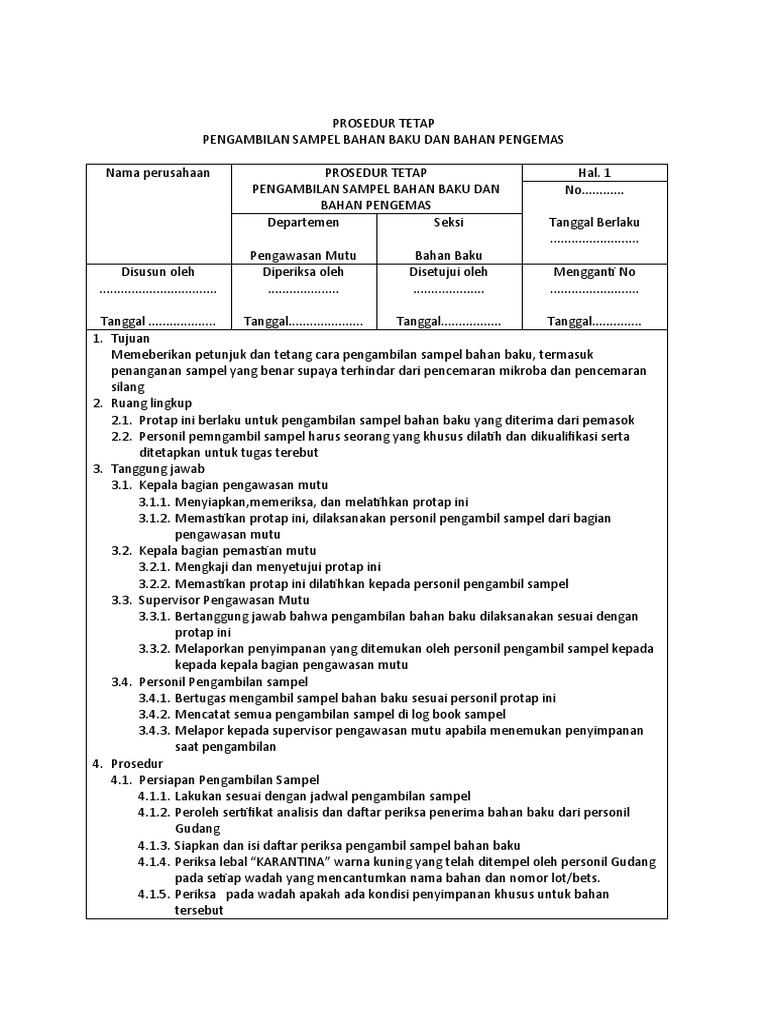 Prosedur Pengambilan Sampel Ruahan | PDF