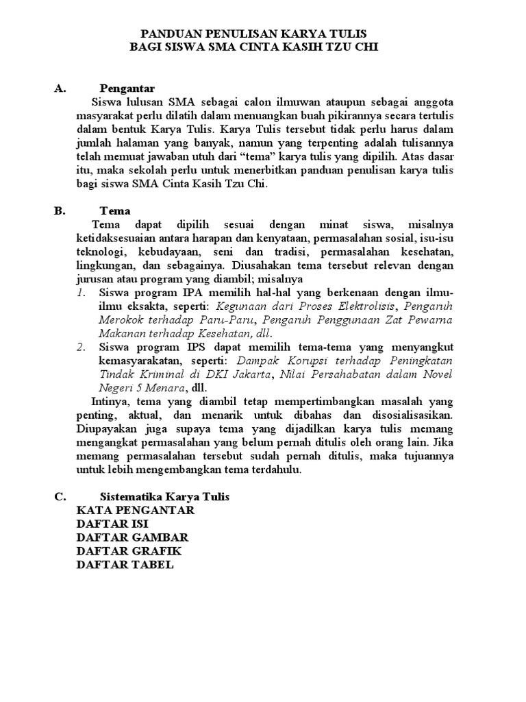 Panduan Penulisan KTI - SMA Tzu Chi | PDF
