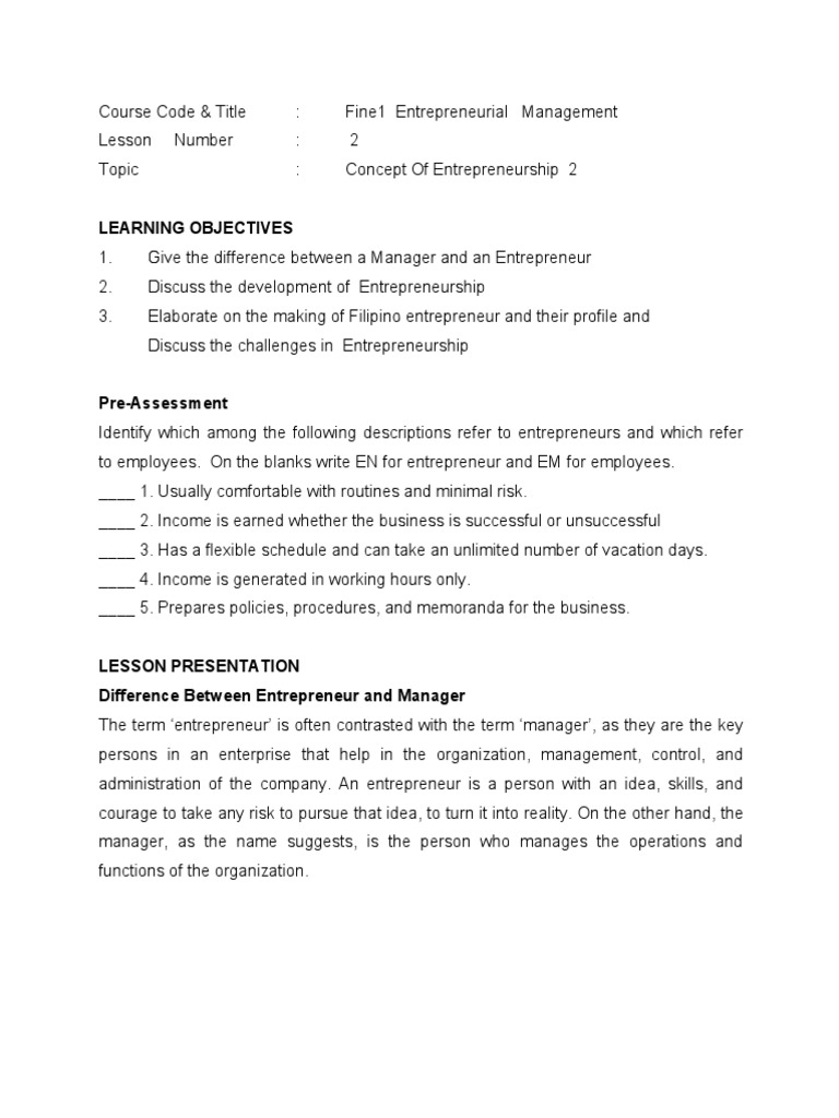 2 Entrepreneurial Management Module New2 | PDF | Entrepreneurship ...