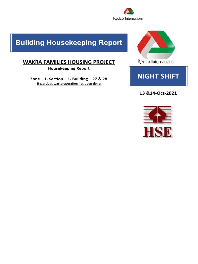 Building Housekeeping Report: Night Shift | PDF | Home & Garden ...