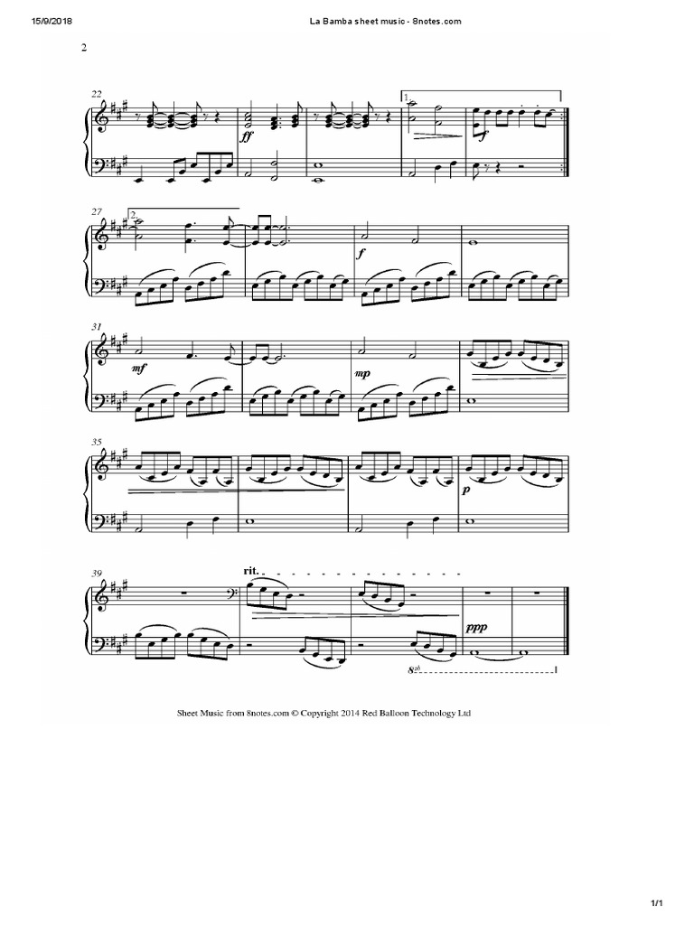 La Bamba Sheet Music | PDF