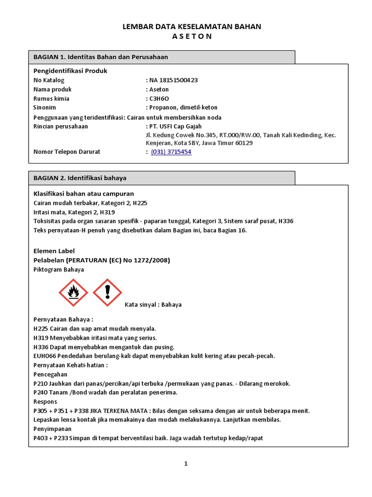 MSDS Aseton | PDF