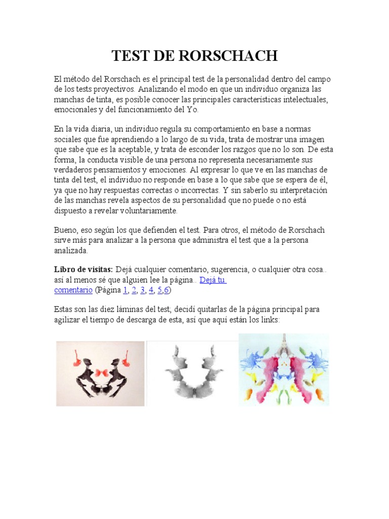 Test de Rorschach | PDF | Conceptos psicologicos | Sicología