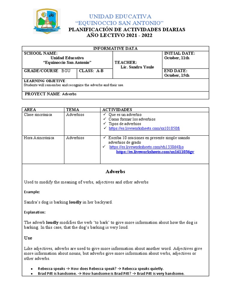 Adverb Project for BGU Class A-B | PDF | Adverb | Adjective