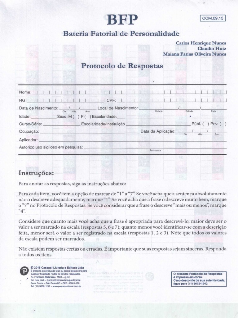 Protocolo de Respostas - BFP | PDF