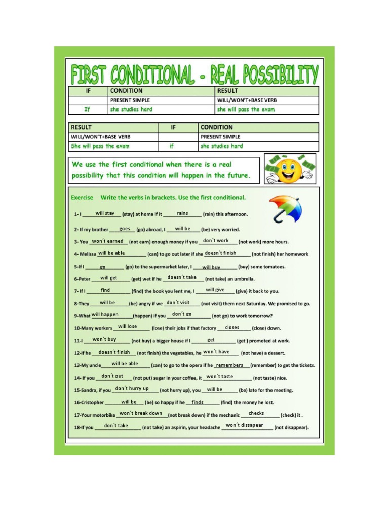 First Conditional Exercises | PDF
