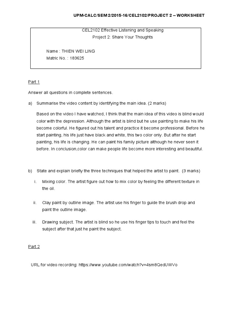 Cel 2102 Project 2 Worksheet Final Pdf Games Activities Art