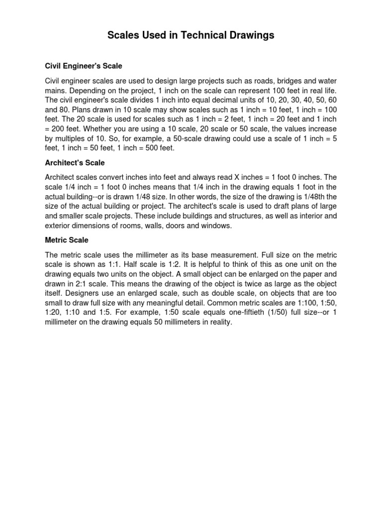 Scales Used in Technical Drawings: Civil Engineer's Scale | PDF ...