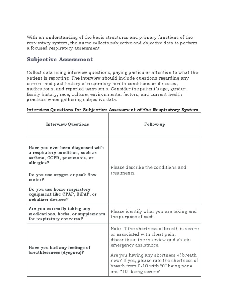 Findings in Respi. Assessment | PDF | Thorax | Breathing