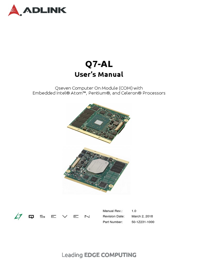 User's Manual: Qseven Computer On Module (COM) With Embedded Intel® Atom™, Pentium®, and Celeron ...