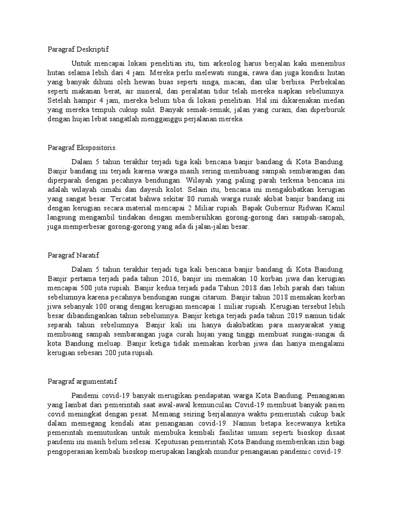 Latihan Jenis-Jenis Paragraf GabrielleTiffanySutarto 6122001057 | PDF