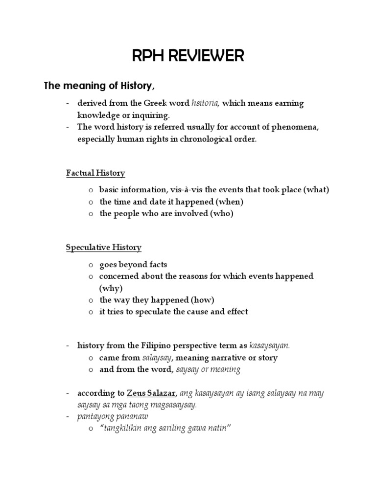 RPH Reviewer: The Meaning of History | PDF