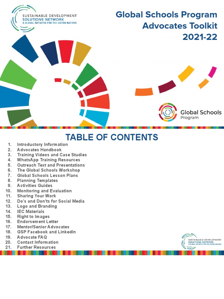 2021-2022 FINAL Global Schools Advocates Toolkit | PDF | Teachers ...