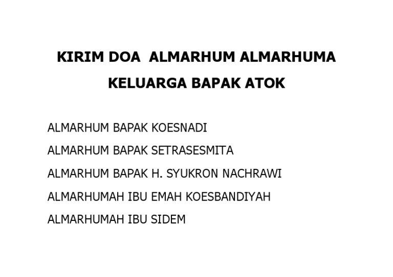 Kirim Doa Almarhum Almarhuma | PDF