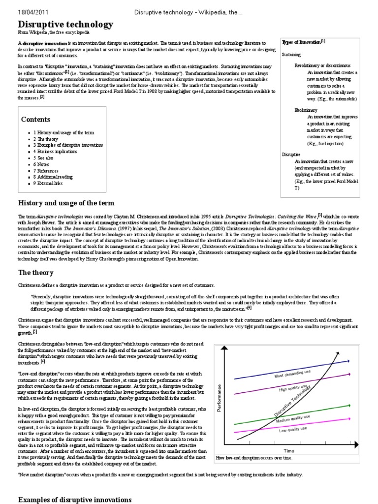Disruptive Technology - Wikipedia, The Free Encyclopedia | PDF ...