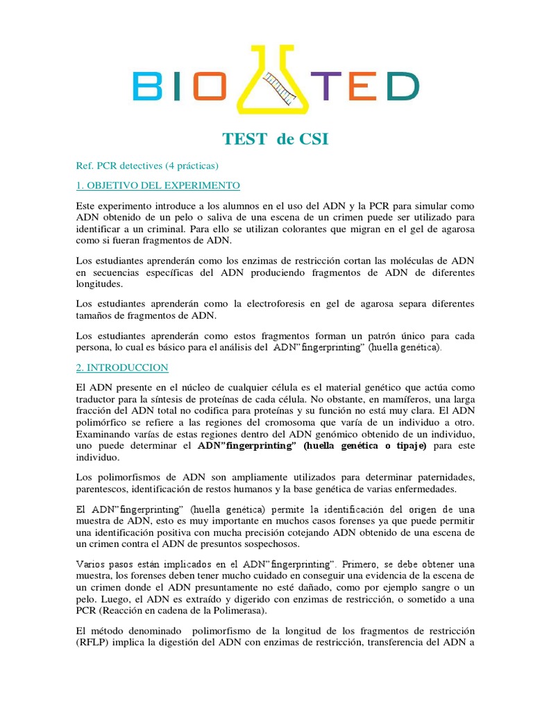 Test Csi | PDF | Reacción en cadena de la polimerasa | Adn