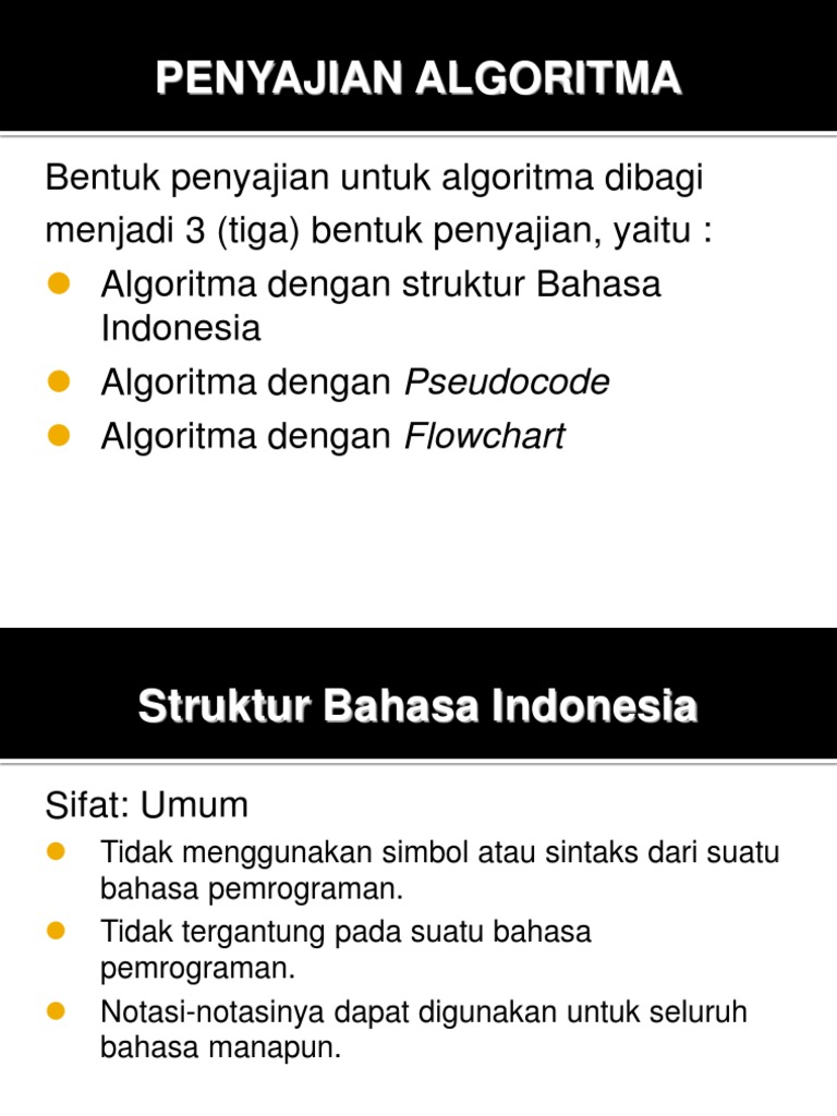 Penyajian Algoritma: Teks, Pseudocode, Flowchart | PDF | Komputer