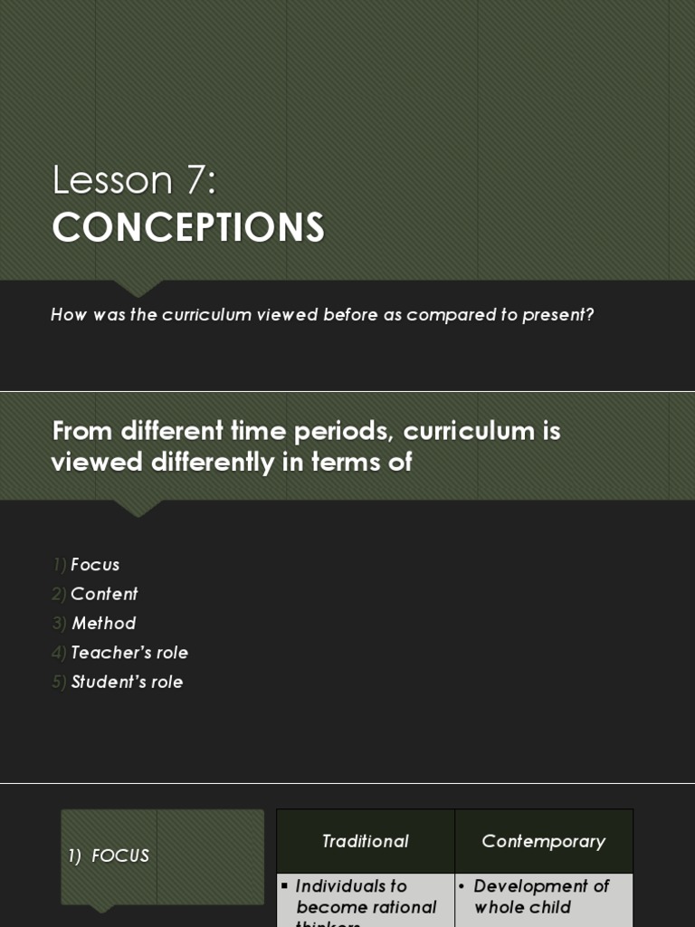 Slide - Educ90 - Lesson 7 Conceptions On Curriculum | PDF