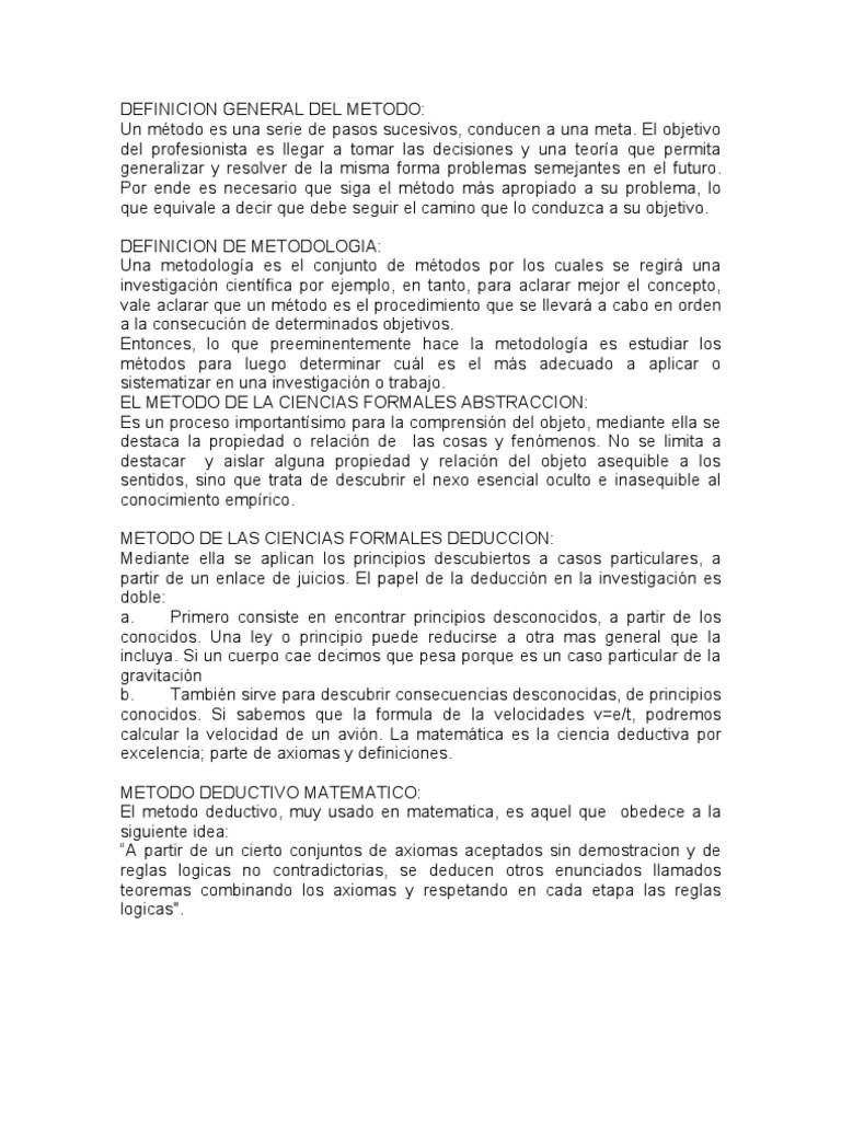 Definición y conceptos de método | PDF | Método científico | Axioma