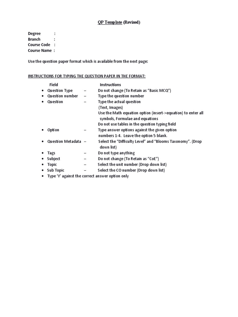 Revised - Ms-Word-Mcq Format | PDF | Metadata | Question