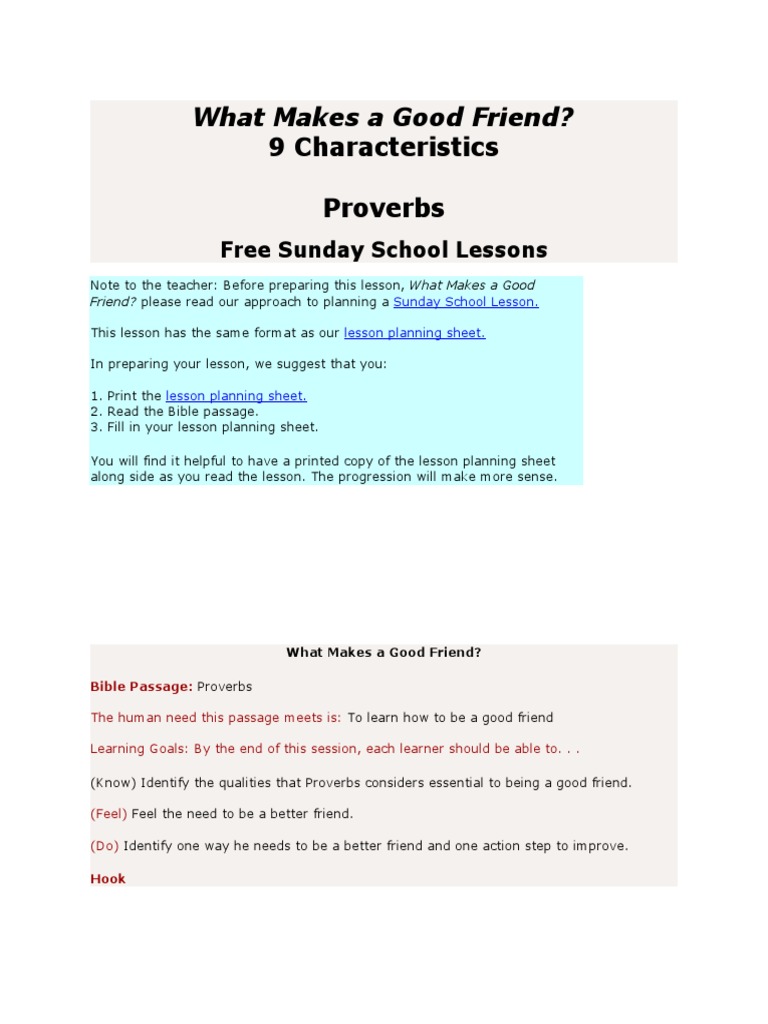 What Makes A Good Friend | PDF | Friendship | David